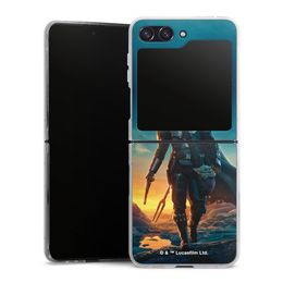 DeinDesign Galaxy Z Flip 5 Handy Hard Case Schutzh&uuml;lle transparent Smartphone Handy H&uuml;lle Sunset Star Wars The Mandalorian Hard Case
