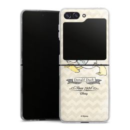 DeinDesign Galaxy Z Flip 5 Handy Hard Case Schutzh&uuml;lle transparent Smartphone Handy H&uuml;lle Disney Donuld Duck Vintage Official Licensed Product Hard Case