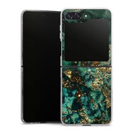 DeinDesign Galaxy Z Flip 5 Handy Hard Case Schutzh&uuml;lle transparent Smartphone Handy H&uuml;lle Muster Glitzer Marble Hard Case