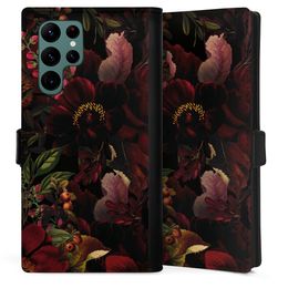 DeinDesign Galaxy S22 Ultra Handy Klapph&uuml;lle Handyh&uuml;lle aus Kunst Leder schwarz Flip Case Flowers Meadow Utart Sideflip mit langer Lasche