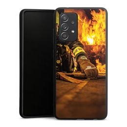 DeinDesign Galaxy A52s 5G Handy Premium Silikon H&uuml;lle Handyh&uuml;lle schwarz Case Fire Fighters Life Saver Fire Fighter Silikon Premium Case