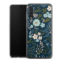 DeinDesign Galaxy A50 Handy Silikon H&uuml;lle Case transparent Handyh&uuml;lle Blue Muster Flowers Silikon Case