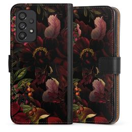 DeinDesign Galaxy A53 5G Handy Klapph&uuml;lle Handyh&uuml;lle aus Kunst Leder schwarz Flip Case Meadow Flowers Utart Sideflip mit langer Lasche