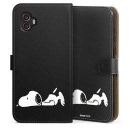 DeinDesign Galaxy XCover 6 Pro Handy Klapph&uuml;lle Handyh&uuml;lle aus Kunst Leder schwarz Flip Case Snoopy Official Licensed Product Peanuts Sideflip mit langer Lasche