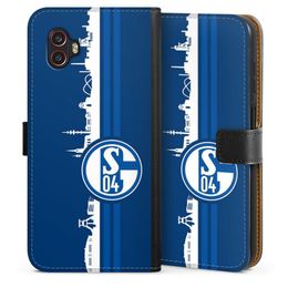 DeinDesign Galaxy XCover 6 Pro Handy Klapph&uuml;lle Handyh&uuml;lle aus Kunst Leder schwarz Flip Case Official Licensed Product Skyline Fc Schalke 04 Sideflip mit langer 