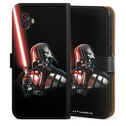 DeinDesign Galaxy XCover 6 Pro Handy Klapph&uuml;lle Handyh&uuml;lle aus Kunst Leder schwarz Flip Case Darth Vader Star Wars Merchandise Sideflip mit langer Lasche