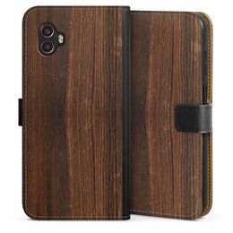 DeinDesign Galaxy XCover 6 Pro Handy Klapph&uuml;lle Handyh&uuml;lle aus Kunst Leder schwarz Flip Case Nut Tree Wooden Look Wood Sideflip mit langer Lasche