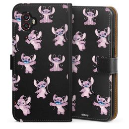 DeinDesign Galaxy XCover 6 Pro Handy Klapph&uuml;lle Handyh&uuml;lle aus Kunst Leder schwarz Flip Case Angel Lilo & Stitch Disney Sideflip mit langer Lasche