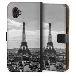 DeinDesign Galaxy XCover 6 Pro Handy Klapph&uuml;lle Handyh&uuml;lle aus Kunst Leder schwarz Flip Case Eiffeltour Paris France Sideflip mit langer Lasche