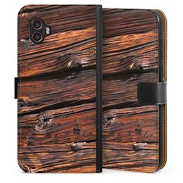 DeinDesign Galaxy XCover 6 Pro Handy Klapph&uuml;lle Handyh&uuml;lle aus Kunst Leder schwarz Flip Case Beams Wooden Look Wood Sideflip mit langer Lasche