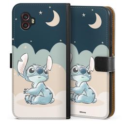 DeinDesign Galaxy XCover 6 Pro Handy Klapph&uuml;lle Handyh&uuml;lle aus Kunst Leder schwarz Flip Case Moon Disney Lilo & Stitch Sideflip mit langer Lasche