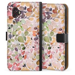 DeinDesign Galaxy XCover 6 Pro Handy Klapph&uuml;lle Handyh&uuml;lle aus Kunst Leder schwarz Flip Case Pattern Eukalyptus Muster Sideflip mit langer Lasche