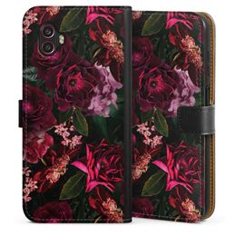 DeinDesign Galaxy XCover 6 Pro Handy Klapph&uuml;lle Handyh&uuml;lle aus Kunst Leder schwarz Flip Case Blossom Flowers Rose Sideflip mit langer Lasche