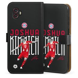 DeinDesign Galaxy XCover 6 Pro Handy Klapph&uuml;lle Handyh&uuml;lle aus Kunst Leder schwarz Flip Case Official Licensed Product Kimmich Fc Bayern M&uuml;nchen Sideflip mit 