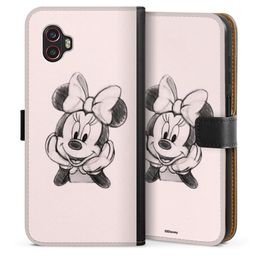 DeinDesign Galaxy XCover 6 Pro Handy Klapph&uuml;lle Handyh&uuml;lle aus Kunst Leder schwarz Flip Case Disney Minnie Mouse Official Licensed Product Sideflip mit langer 