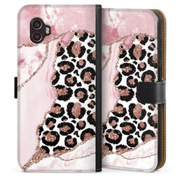 DeinDesign Galaxy XCover 6 Pro Handy Klapph&uuml;lle Handyh&uuml;lle aus Kunst Leder schwarz Flip Case Marble Glitzer Leopard Sideflip mit langer Lasche