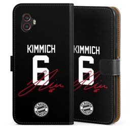 DeinDesign Galaxy XCover 6 Pro Handy Klapph&uuml;lle Handyh&uuml;lle aus Kunst Leder schwarz Flip Case Kimmich Fc Bayern M&uuml;nchen Fcb Sideflip mit langer Lasche