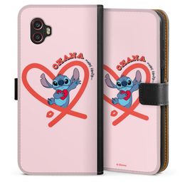 DeinDesign Galaxy XCover 6 Pro Handy Klapph&uuml;lle Handyh&uuml;lle aus Kunst Leder schwarz Flip Case Heart Lilo & Stitch Disney Sideflip mit langer Lasche