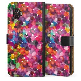 DeinDesign Galaxy XCover 6 Pro Handy Klapph&uuml;lle Handyh&uuml;lle aus Kunst Leder schwarz Flip Case Water Colour Colourful Points Sideflip mit langer Lasche