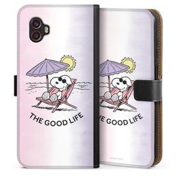 DeinDesign Galaxy XCover 6 Pro Handy Klapph&uuml;lle Handyh&uuml;lle aus Kunst Leder schwarz Flip Case Snoopy Official Licensed Product Peanuts Sideflip mit langer Lasche