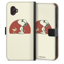 DeinDesign Galaxy XCover 6 Pro Handy Klapph&uuml;lle Handyh&uuml;lle aus Kunst Leder schwarz Flip Case Official Licensed Product Kindheit Snoopy Sideflip mit langer Lasche