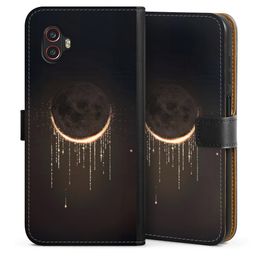 DeinDesign Galaxy XCover 6 Pro Handy Klapph&uuml;lle Handyh&uuml;lle aus Kunst Leder schwarz Flip Case Full Moon Light Moon Sideflip mit langer Lasche