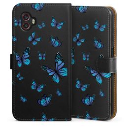 DeinDesign Galaxy XCover 6 Pro Handy Klapph&uuml;lle Handyh&uuml;lle aus Kunst Leder schwarz Flip Case Transparent Muster Butterfly Sideflip mit langer Lasche
