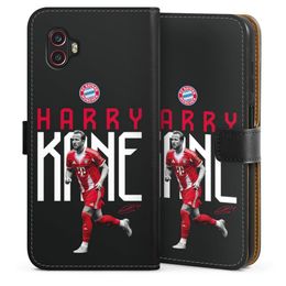 DeinDesign Galaxy XCover 6 Pro Handy Klapph&uuml;lle Handyh&uuml;lle aus Kunst Leder schwarz Flip Case Harry Kane Fc Bayern M&uuml;nchen Official Licensed Product Sideflip mit 