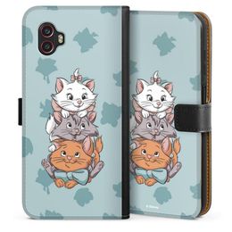 DeinDesign Galaxy XCover 6 Pro Handy Klapph&uuml;lle Handyh&uuml;lle aus Kunst Leder schwarz Flip Case Cat Disney Aristocats Sideflip mit langer Lasche