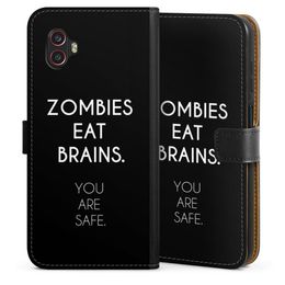 DeinDesign Galaxy XCover 6 Pro Handy Klapph&uuml;lle Handyh&uuml;lle aus Kunst Leder schwarz Flip Case Zombie Statement Funny Sideflip mit langer Lasche