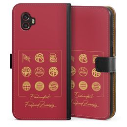 DeinDesign Galaxy XCover 6 Pro Handy Klapph&uuml;lle Handyh&uuml;lle aus Kunst Leder schwarz Flip Case Fcb 125 Jahre Fc Bayern M&uuml;nchen Merchandise Sideflip mit langer 