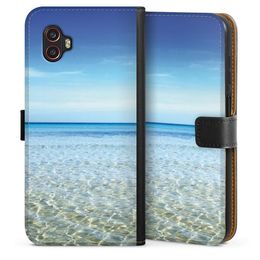 DeinDesign Galaxy XCover 6 Pro Handy Klapph&uuml;lle Handyh&uuml;lle aus Kunst Leder schwarz Flip Case Urlaub Ocean Sky Sideflip mit langer Lasche