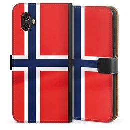 DeinDesign Galaxy XCover 6 Pro Handy Klapph&uuml;lle Handyh&uuml;lle aus Kunst Leder schwarz Flip Case Flag Norway Flags Sideflip mit langer Lasche