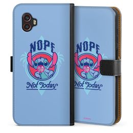 DeinDesign Galaxy XCover 6 Pro Handy Klapph&uuml;lle Handyh&uuml;lle aus Kunst Leder schwarz Flip Case Sayings Lilo & Stitch Disney Sideflip mit langer Lasche