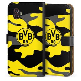 DeinDesign Galaxy XCover 6 Pro Handy Klapph&uuml;lle Handyh&uuml;lle aus Kunst Leder schwarz Flip Case Borussia Dortmund Bvb Merchandise Sideflip mit langer Lasche