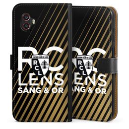 DeinDesign Galaxy XCover 6 Pro Handy Klapph&uuml;lle Handyh&uuml;lle aus Kunst Leder schwarz Flip Case Rcl Rc Lens Racing Club De Lens Sideflip mit langer Lasche
