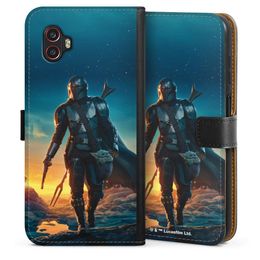 DeinDesign Galaxy XCover 6 Pro Handy Klapph&uuml;lle Handyh&uuml;lle aus Kunst Leder schwarz Flip Case Star Wars The Mandalorian Sunset Sideflip mit langer Lasche