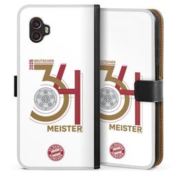 DeinDesign Galaxy XCover 6 Pro Handy Klapph&uuml;lle Handyh&uuml;lle aus Kunst Leder schwarz Flip Case Master Official Licensed Product Fc Bayern M&uuml;nchen Sideflip mit 