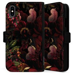 DeinDesign iPhone X Handy Klapph&uuml;lle Handyh&uuml;lle aus Kunst Leder schwarz Flip Case Flowers Meadow Utart Sideflip mit langer Lasche