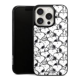 DeinDesign iPhone 15 Pro Handy Silikon H&uuml;lle Case schwarz Handyh&uuml;lle Peanuts Snoopy Muster