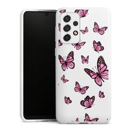 DeinDesign Galaxy A33 5G Handy Silikon H&uuml;lle Case wei&szlig; Handyh&uuml;lle Motiv Ohne Hintergrund Muster Butterfly Silikon Case