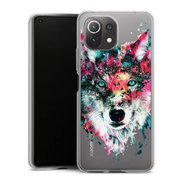 DeinDesign Xiaomi Mi 11 Lite 5G NE Handy Silikon H&uuml;lle Case transparent Handyh&uuml;lle Colourful Wolf Riza Peker Silikon Case