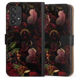 DeinDesign Galaxy A33 5G Handy Klapph&uuml;lle Handyh&uuml;lle aus Kunst Leder schwarz Flip Case Meadow Flowers Utart Sideflip mit langer Lasche