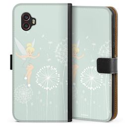 DeinDesign Galaxy XCover 6 Pro Handy Klapph&uuml;lle Handyh&uuml;lle aus Kunst Leder schwarz Flip Case Disney Tinkerbells Dandelion Sideflip mit langer Lasche