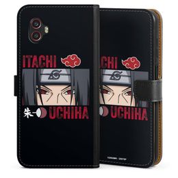 DeinDesign Galaxy XCover 6 Pro Handy Klapph&uuml;lle Handyh&uuml;lle aus Kunst Leder schwarz Flip Case Manga Itachi Uchiha Naruto Shippuden Sideflip mit langer Lasche