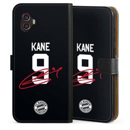 DeinDesign Galaxy XCover 6 Pro Handy Klapph&uuml;lle Handyh&uuml;lle aus Kunst Leder schwarz Flip Case Jersey Harry Kane Fc Bayern M&uuml;nchen Sideflip mit langer Lasche