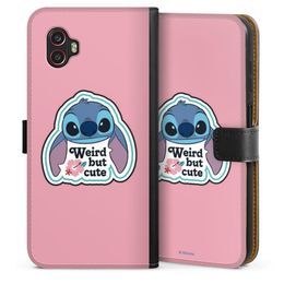 DeinDesign Galaxy XCover 6 Pro Handy Klapph&uuml;lle Handyh&uuml;lle aus Kunst Leder schwarz Flip Case Lilo & Stitch Sayings Disney Sideflip mit langer Lasche