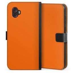 DeinDesign Galaxy XCover 6 Pro Handy Klapph&uuml;lle Handyh&uuml;lle aus Kunst Leder schwarz Flip Case Orange Colour Unicoloured Sideflip mit langer Lasche