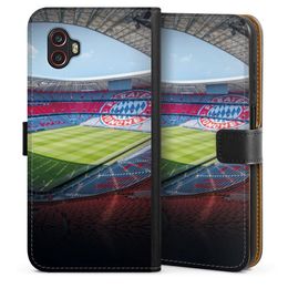 DeinDesign Galaxy XCover 6 Pro Handy Klapph&uuml;lle Handyh&uuml;lle aus Kunst Leder schwarz Flip Case Fcb Stadium Fc Bayern M&uuml;nchen Sideflip mit langer Lasche