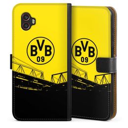 DeinDesign Galaxy XCover 6 Pro Handy Klapph&uuml;lle Handyh&uuml;lle aus Kunst Leder schwarz Flip Case Bvb Merchandise Borussia Dortmund Sideflip mit langer Lasche